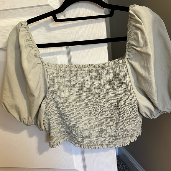Tops | Puff Sleeve Smocked Crop Top | Poshmark